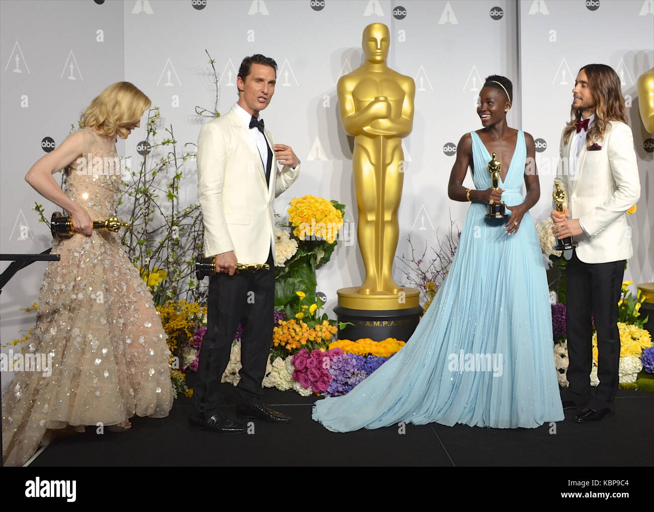 (L-R) Actor Matthew McConaughey, actress Cate Blanchett, actress Lupita ...