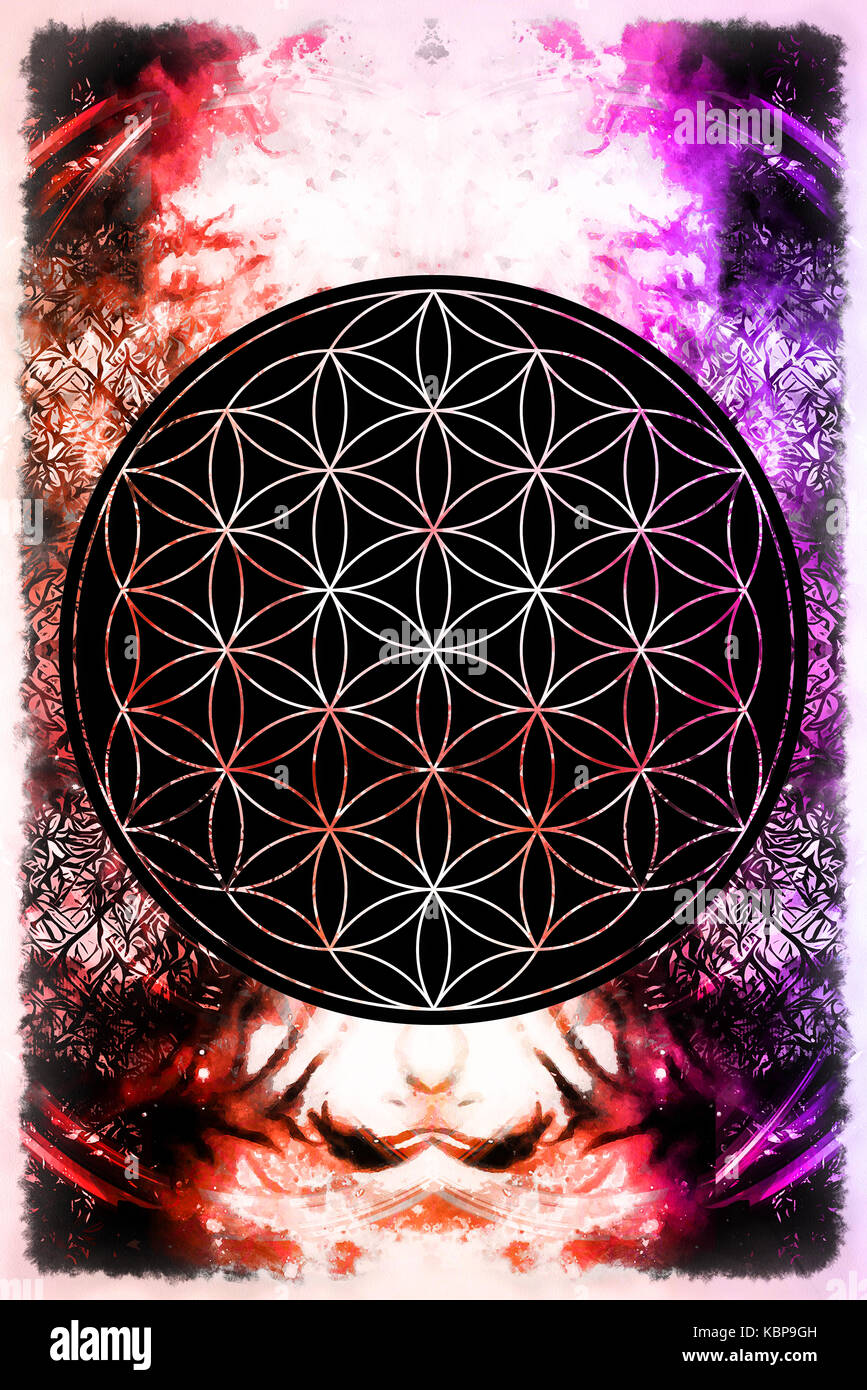 Flower of life on abstract color background Stock Photo - Alamy