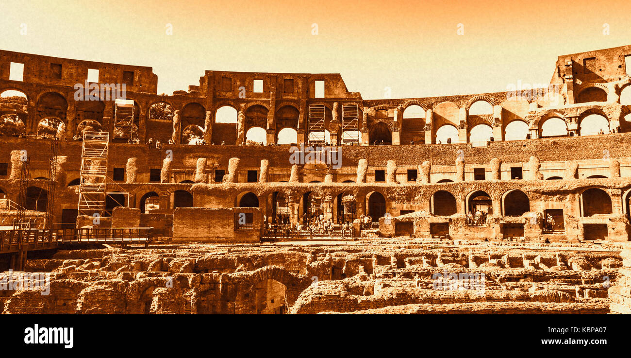Rome, Italy - August 31, 2017 - Interior of the Colosseum, Rome. Also ...