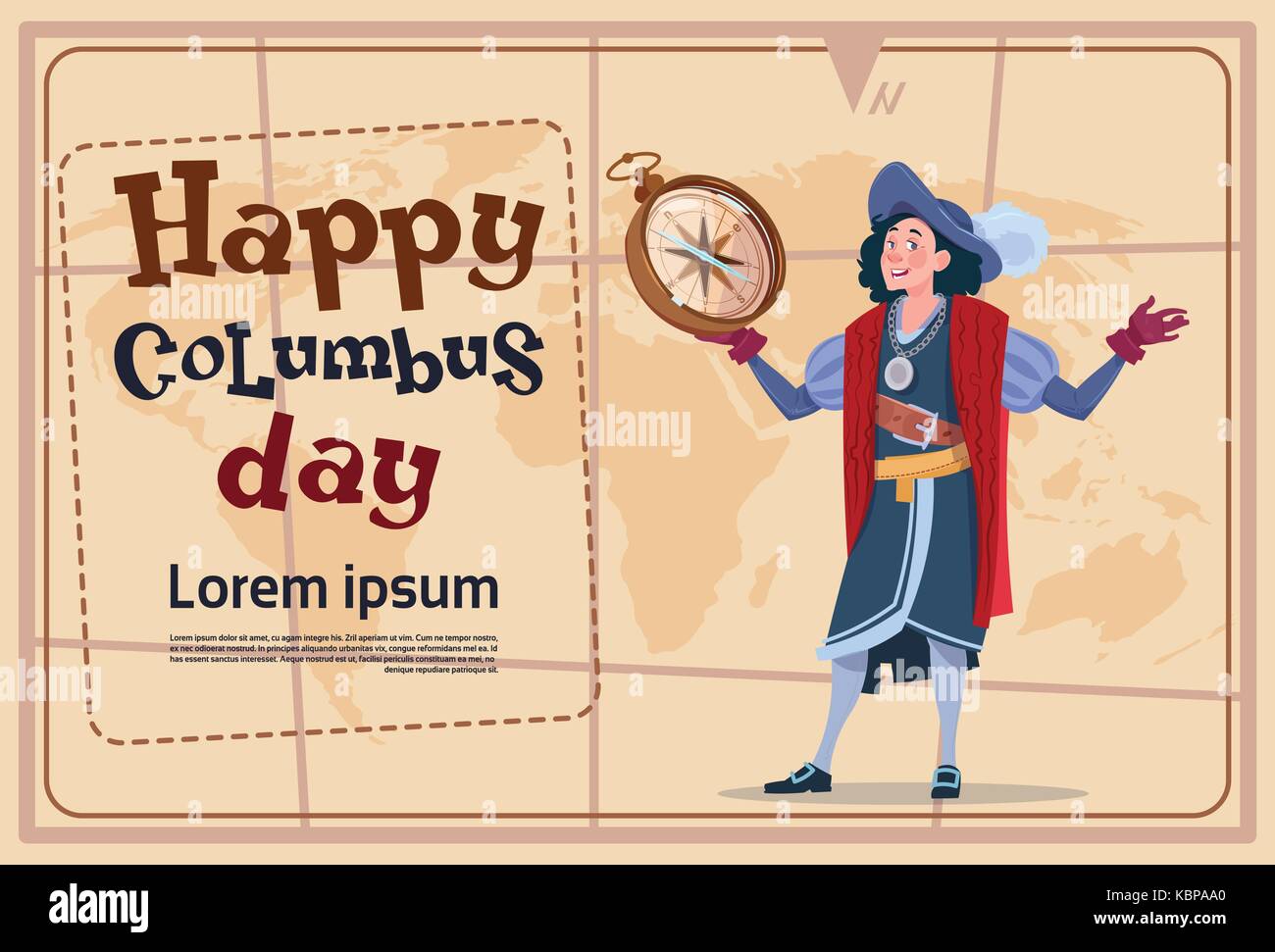 Happy Columbus Day America Discover Holiday Poster Greeting Card Stock ...