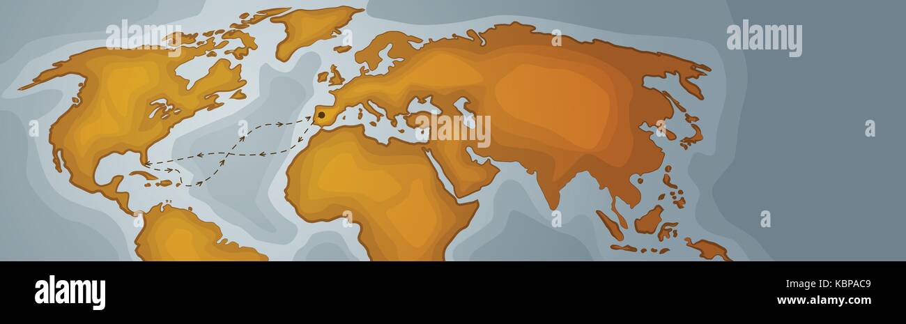 World Map Horizontal Banner Retro Vintage Style Of Continents Stock ...