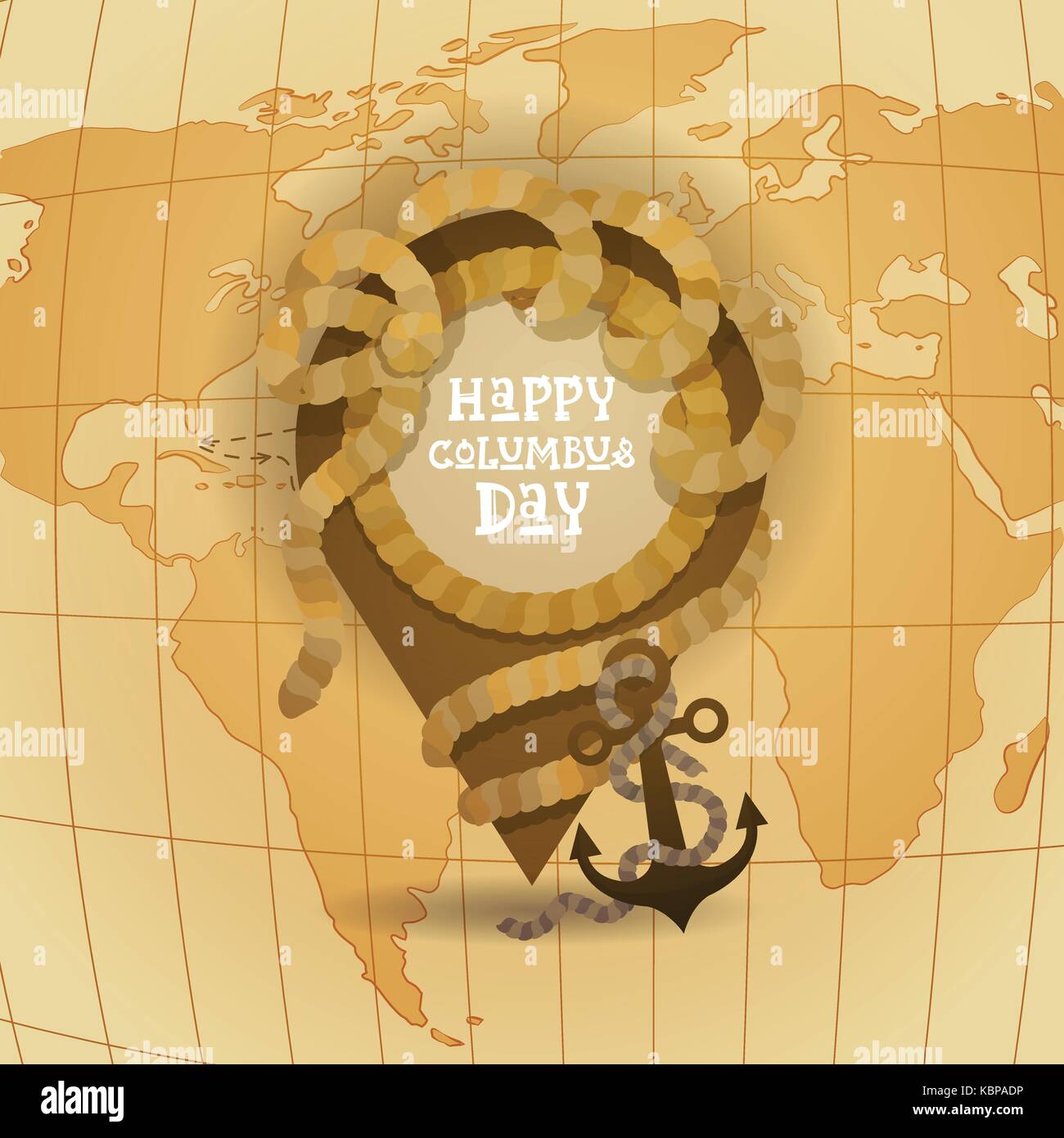 Happy Columbus Day America Discover Holiday Poster Greeting Card Retro ...
