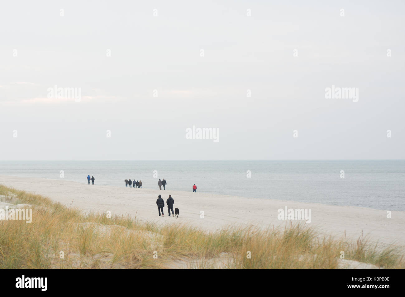 People walk on the beach in autumn Stock Photo - Alamy
