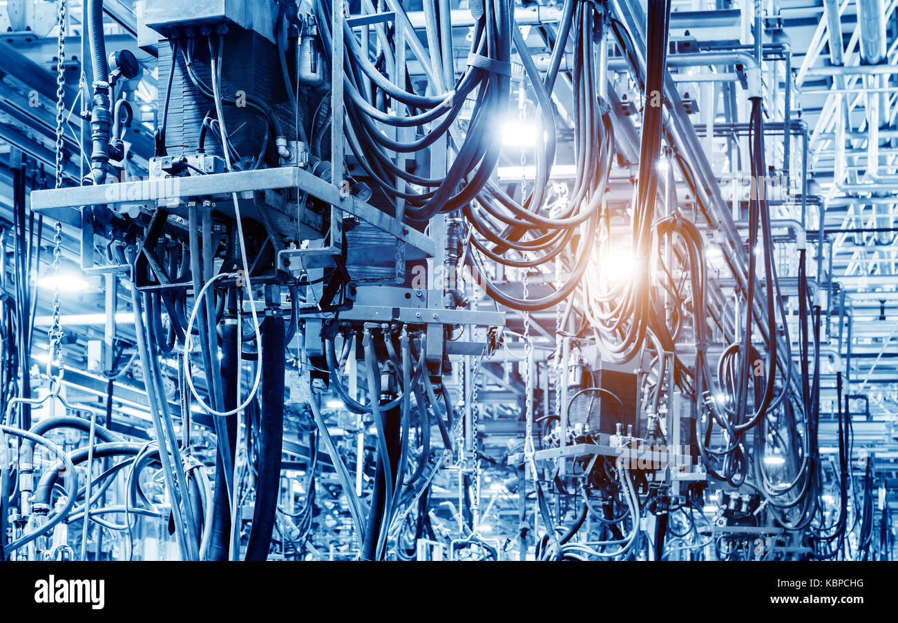 Modern automobile production line, automated production equipment Stock ...