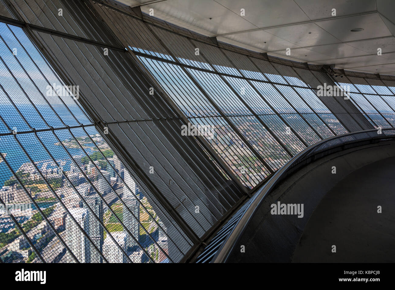 Toronto,Canada-august 2,2015:panoramic windows on the top of Cn tower ...