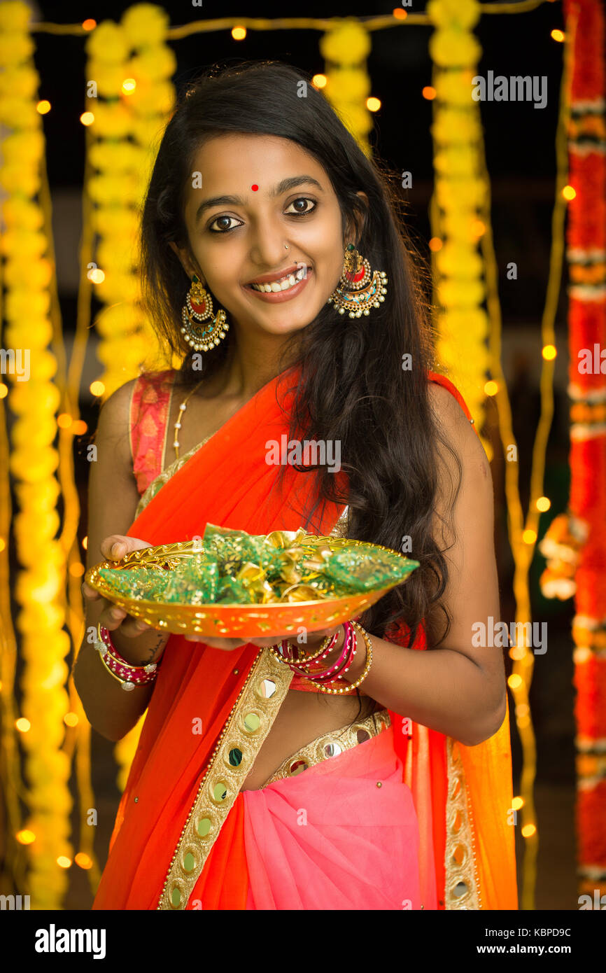 Happy diwali celebration woman hi-res stock photography and images - Alamy