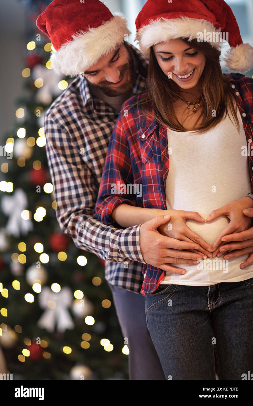 Love couple together holding belly, expecting baby concept Stock Photo ...
