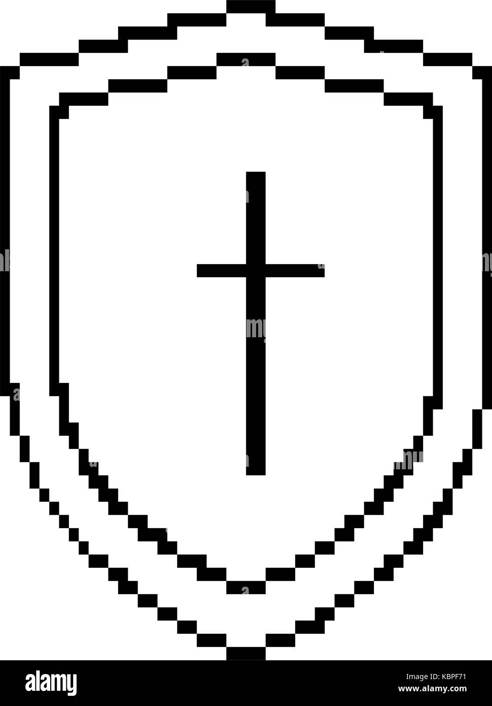 pixelated shield game icon vector illustration design Stock Vector ...