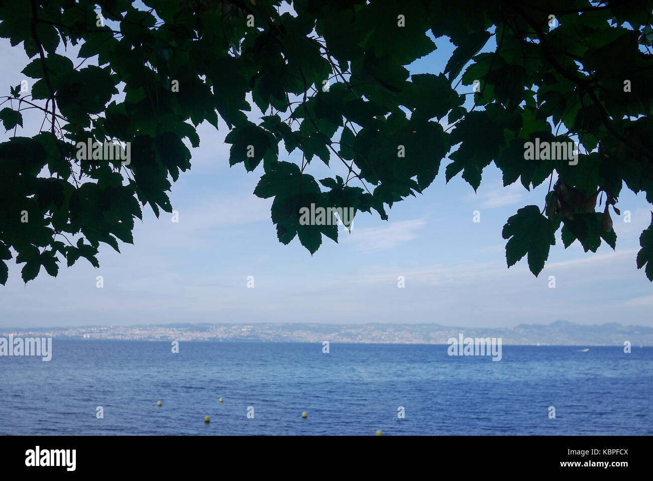 General view of the Leman Lake banks, Evian-Les-Bains, Savoie, France ...