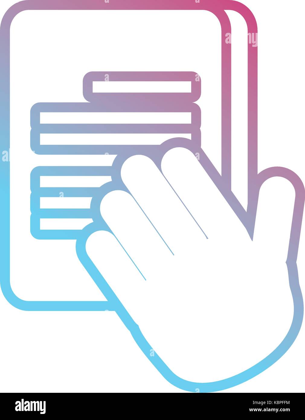 hand and paper page icon over white background vector illustration ...