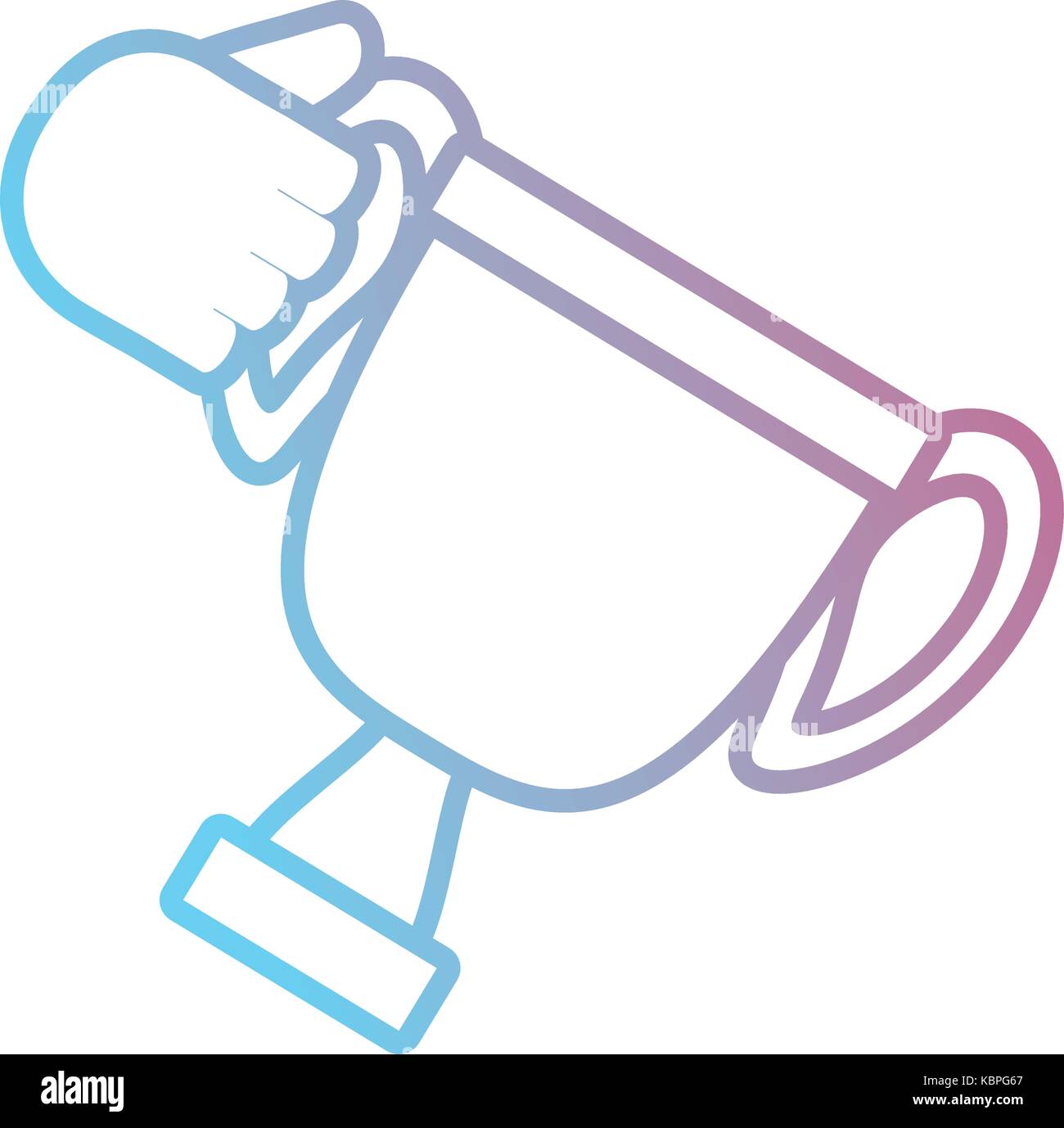 hand holdins a trophy cup icon over white background vector ...