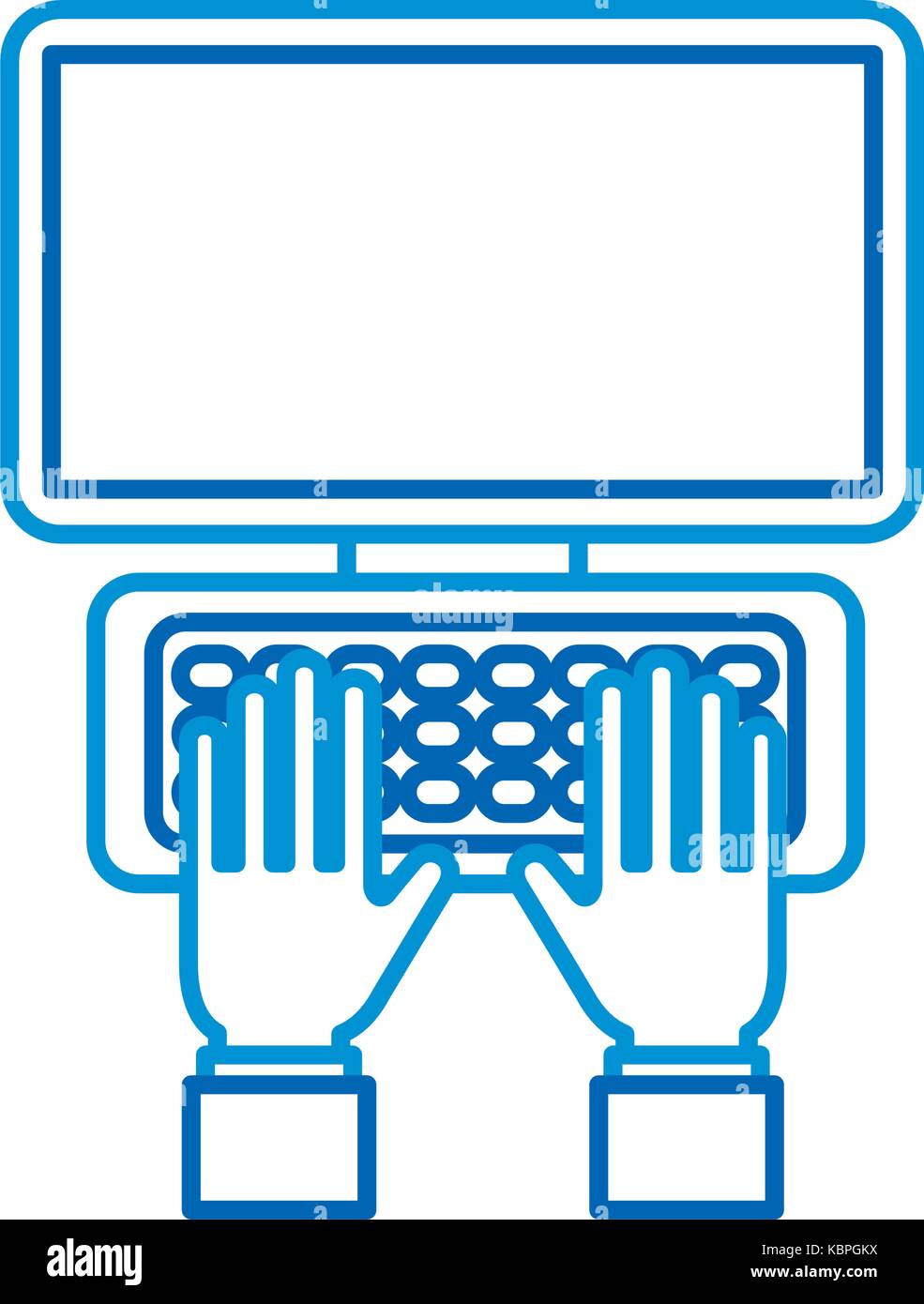 hand on laptop keyboard with blank screen monitor Stock Vector Image ...