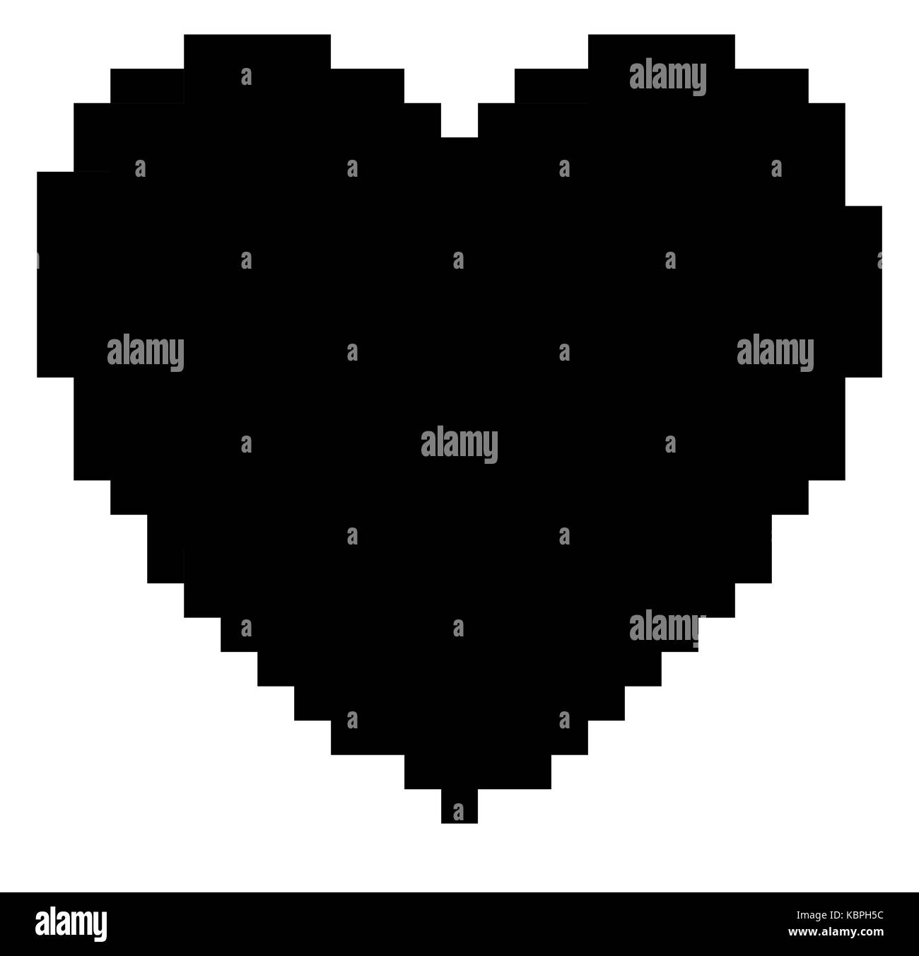 Pixel art game design heart Black and White Stock Photos & Images - Alamy