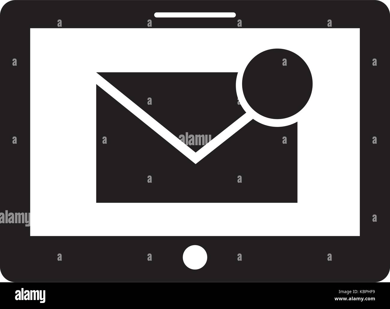 tablet with mailbox message or email notification Stock Vector Image ...