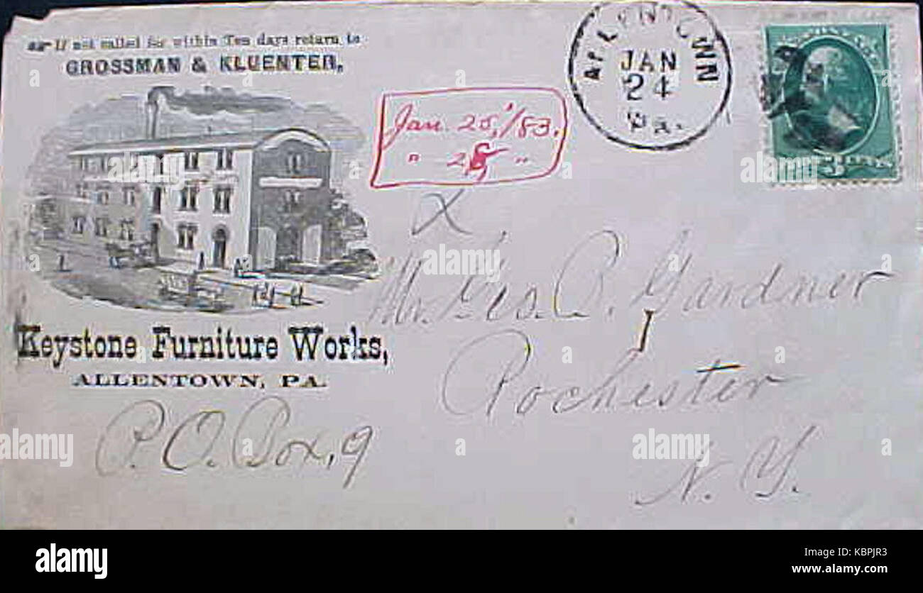 1883 Keystone Furniture Works Stationary Allentown PA Stock Photo - Alamy