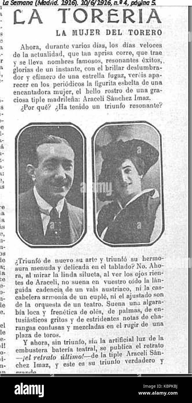 1916 Araceli Sanchez Imaz la torera Stock Photo - Alamy