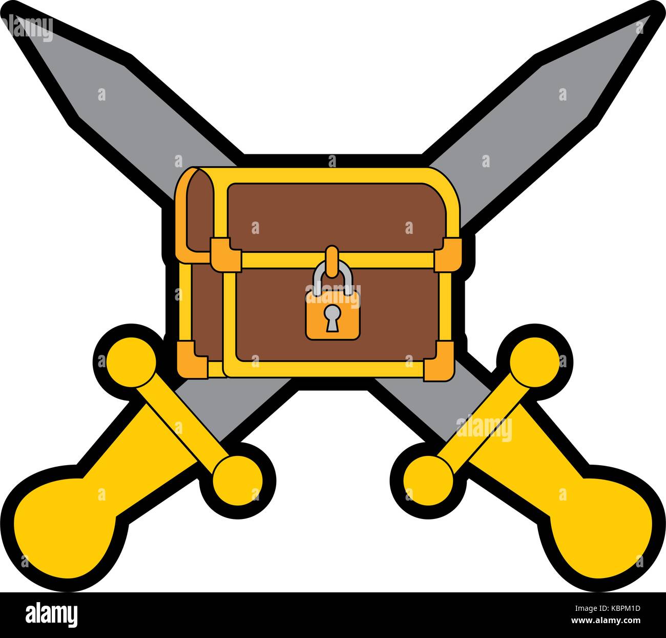 pixelated treasure chest with swords vector illustration design Stock ...