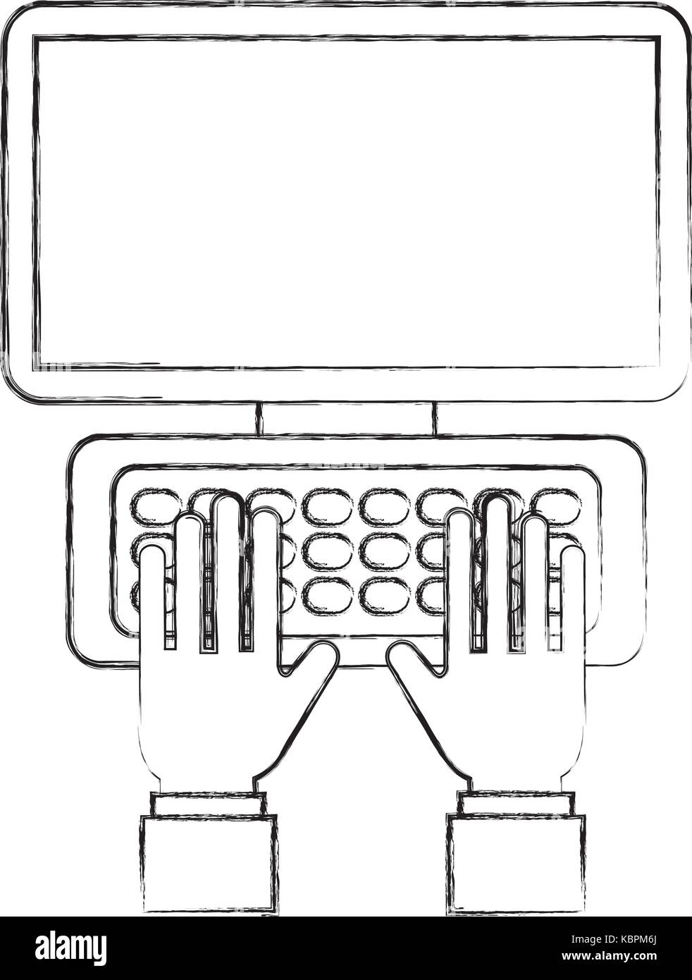 hand on laptop keyboard with blank screen monitor Stock Vector Image ...