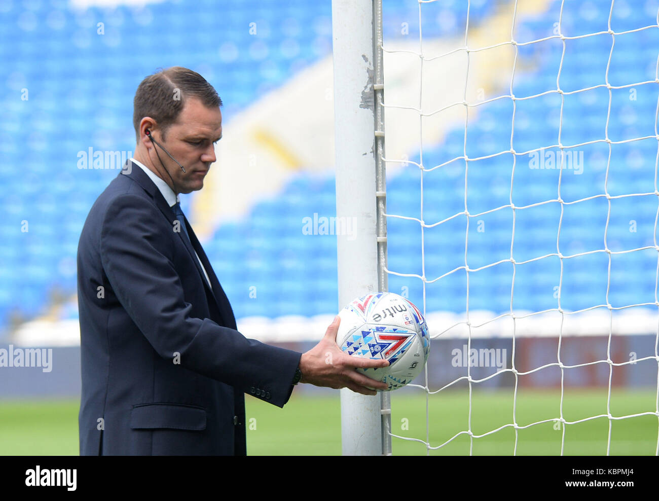 The match official checks goal line technology hi-res stock photography ...