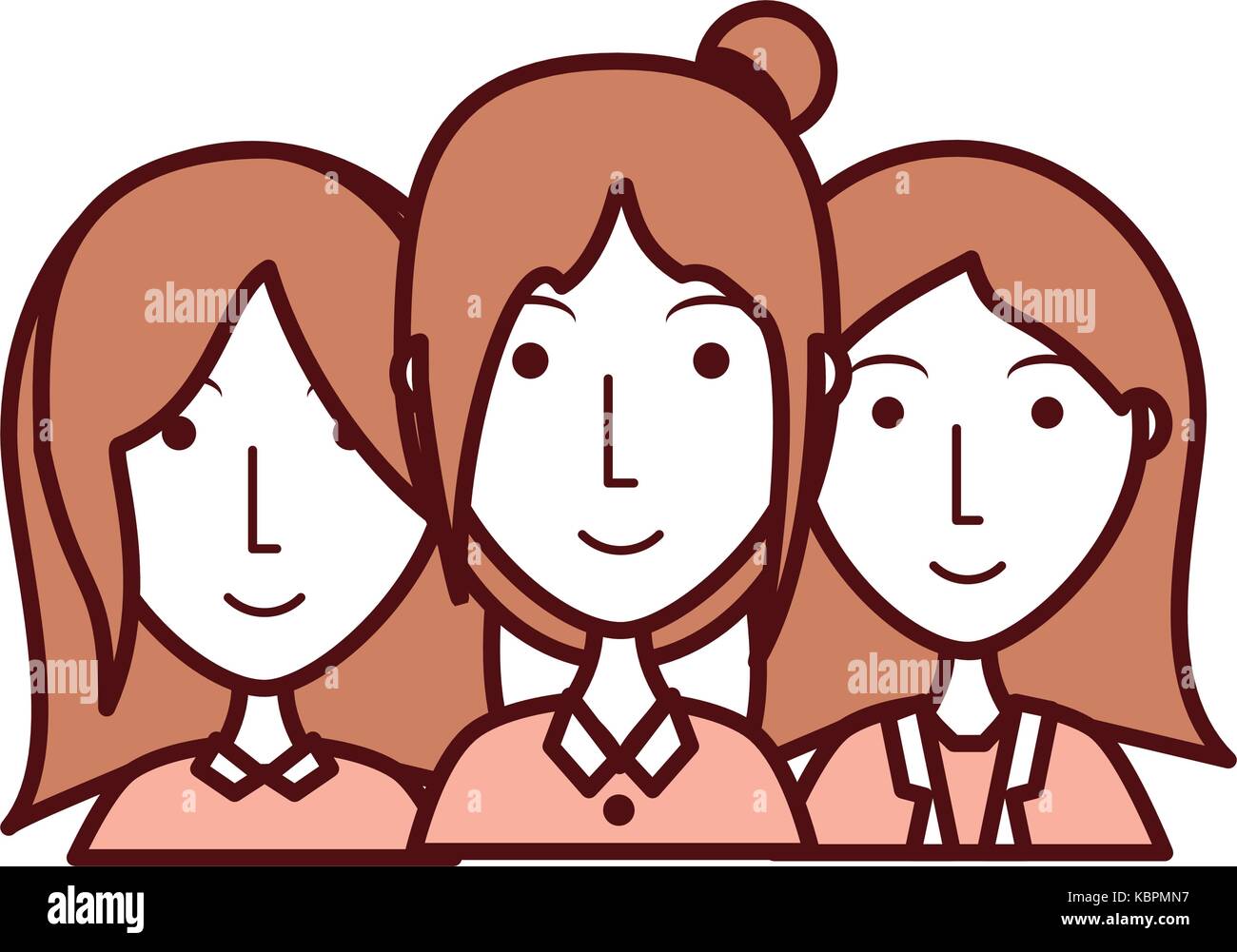 cartoon group of women icon over white background colorful design ...