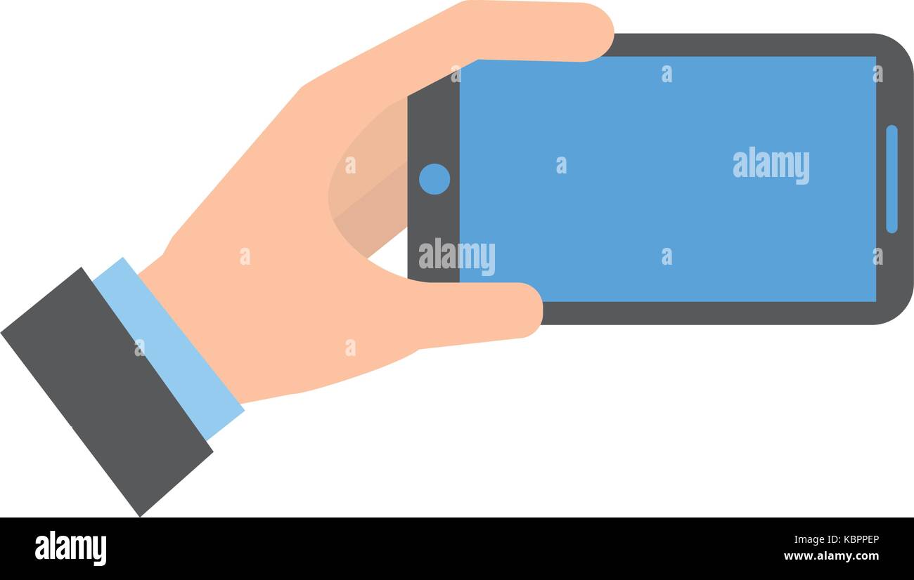 With phone in hand Stock Vector Images - Alamy