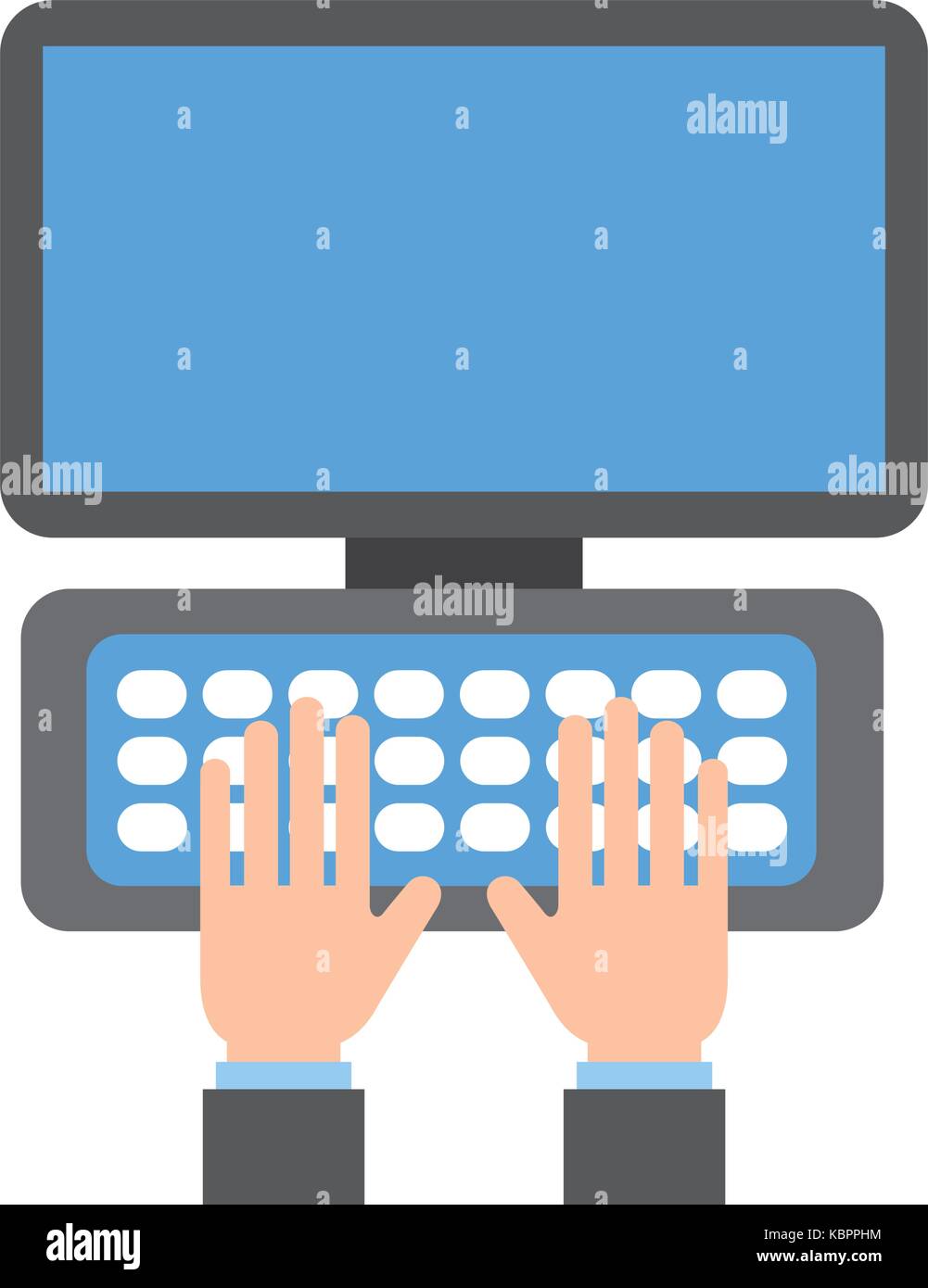 hand on laptop keyboard with blank screen monitor Stock Vector Image ...