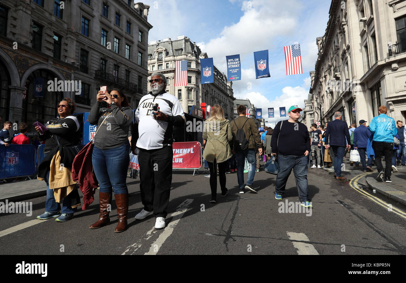 American football fans on Regents Street in London, ahead of a ...