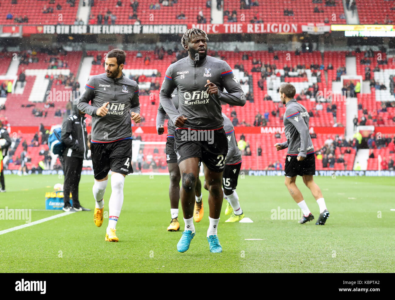 Crystal Palace's Bakary Sako warms up before the Premier League match ...