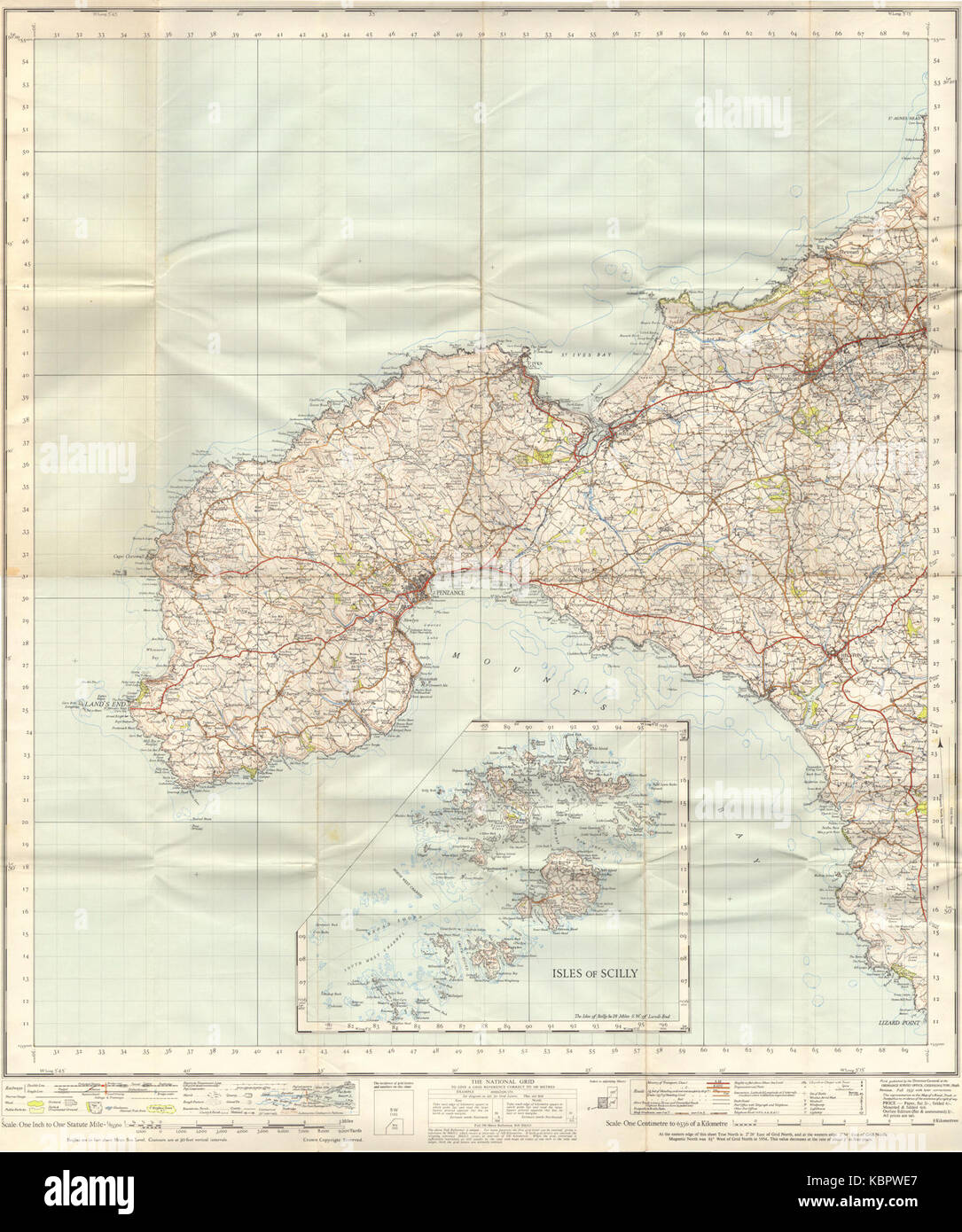 Ordnance Survey One Inch Map Sheet 189 Land's End (1946 Stock Photo - Alamy