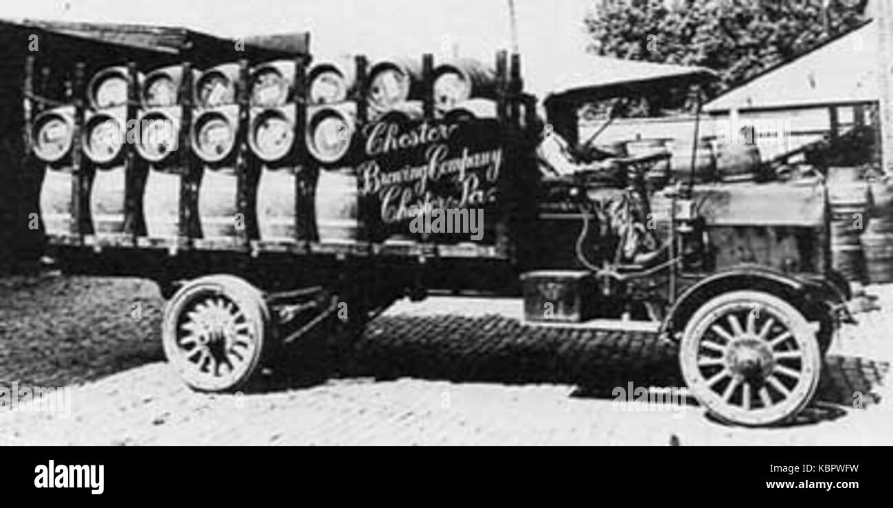 This image features a 1912 Kissel Beer truck with an Abresch body ...