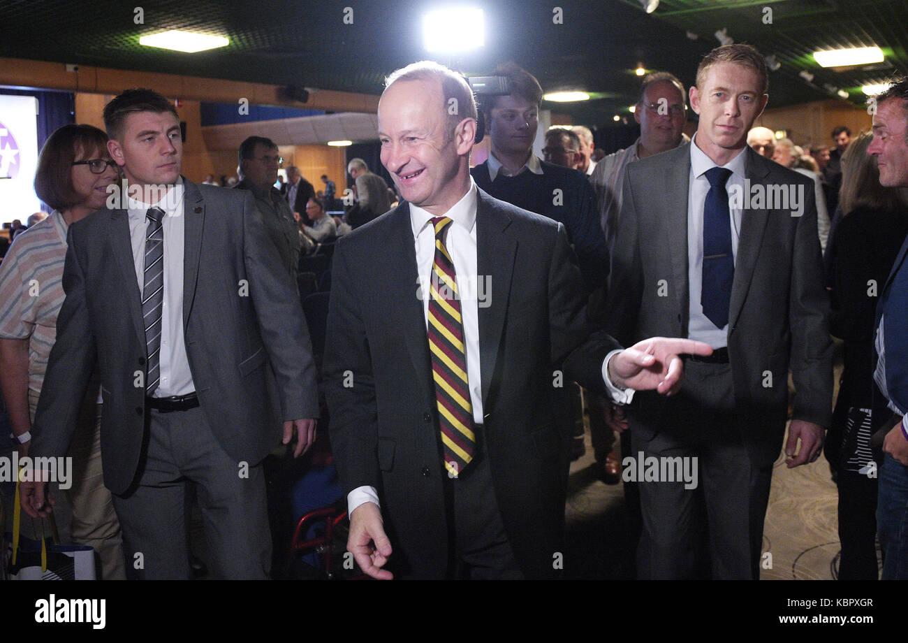 Ukip party leader Henry Bolton leaves following his speech during the ...