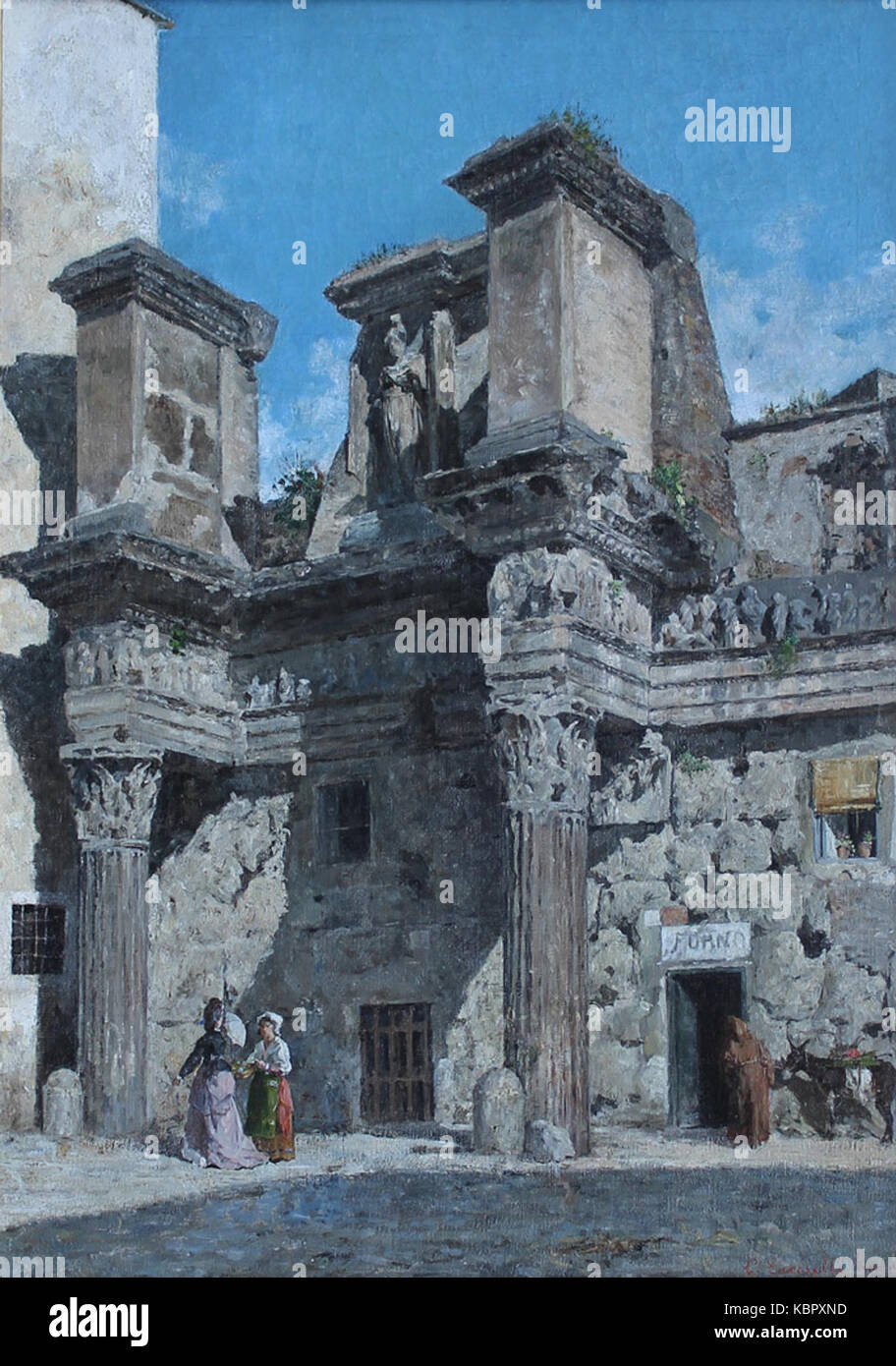 This painting by Cesare Caroselli depicts the Temple of Minerva in the ...