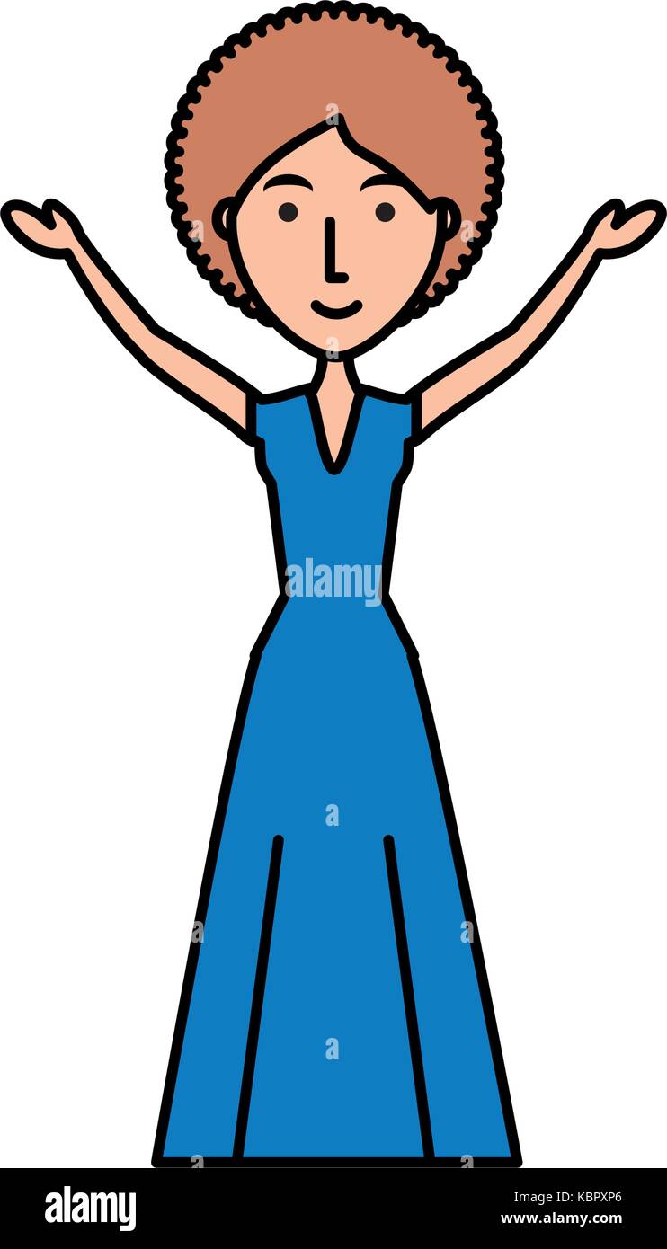 cartoon woman wearing a dress icon over white background vector ...