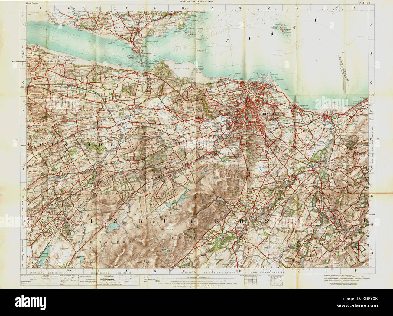 OS Sheet 32 Edinburgh Published 1904 Stock Photo - Alamy