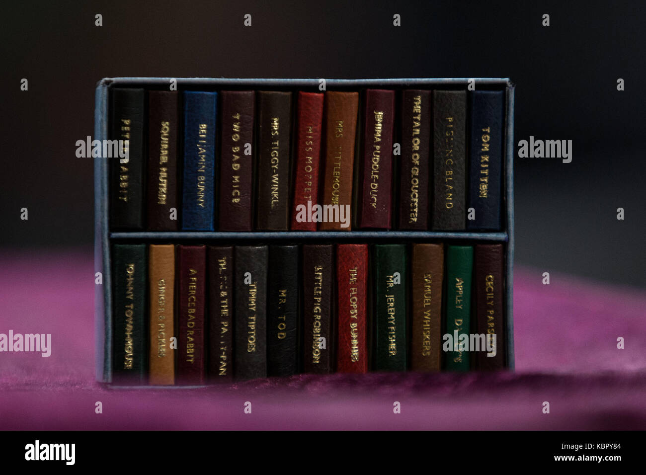 The complete tales from Beatrix Potter for a doll's house on display at ...