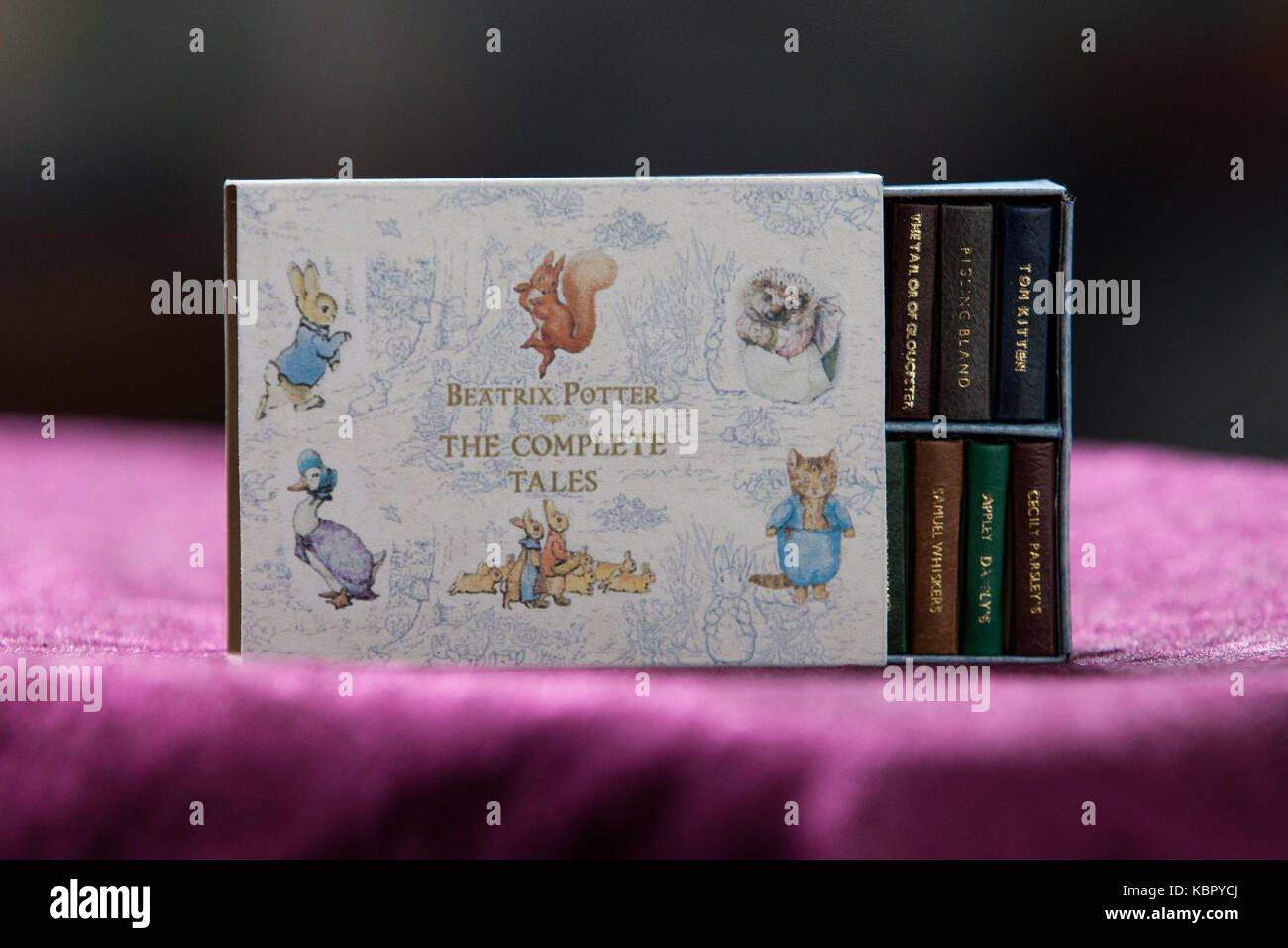 The complete tales from Beatrix Potter for a doll's house on display at ...