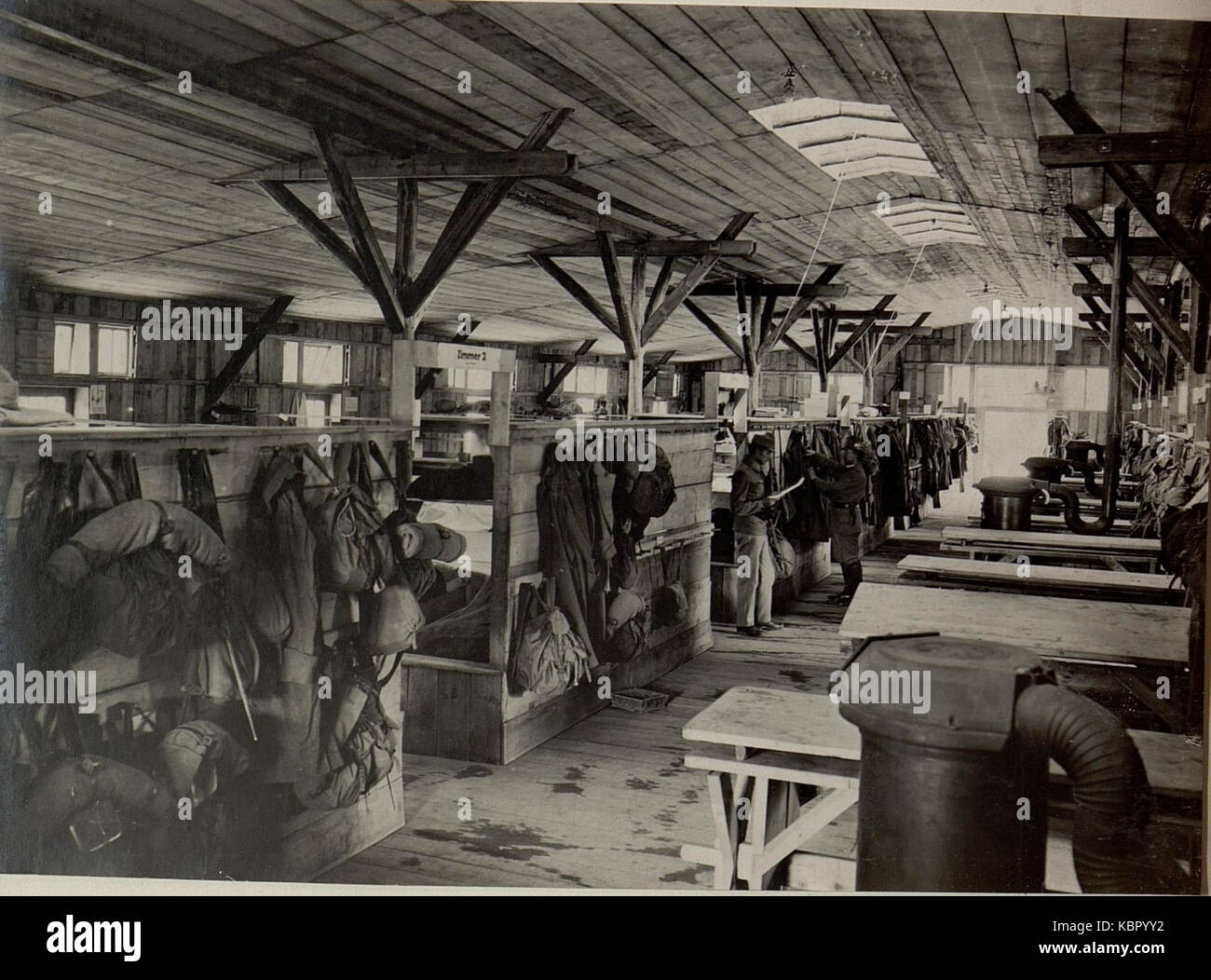 This photograph shows the interior of a German military staff barracks ...