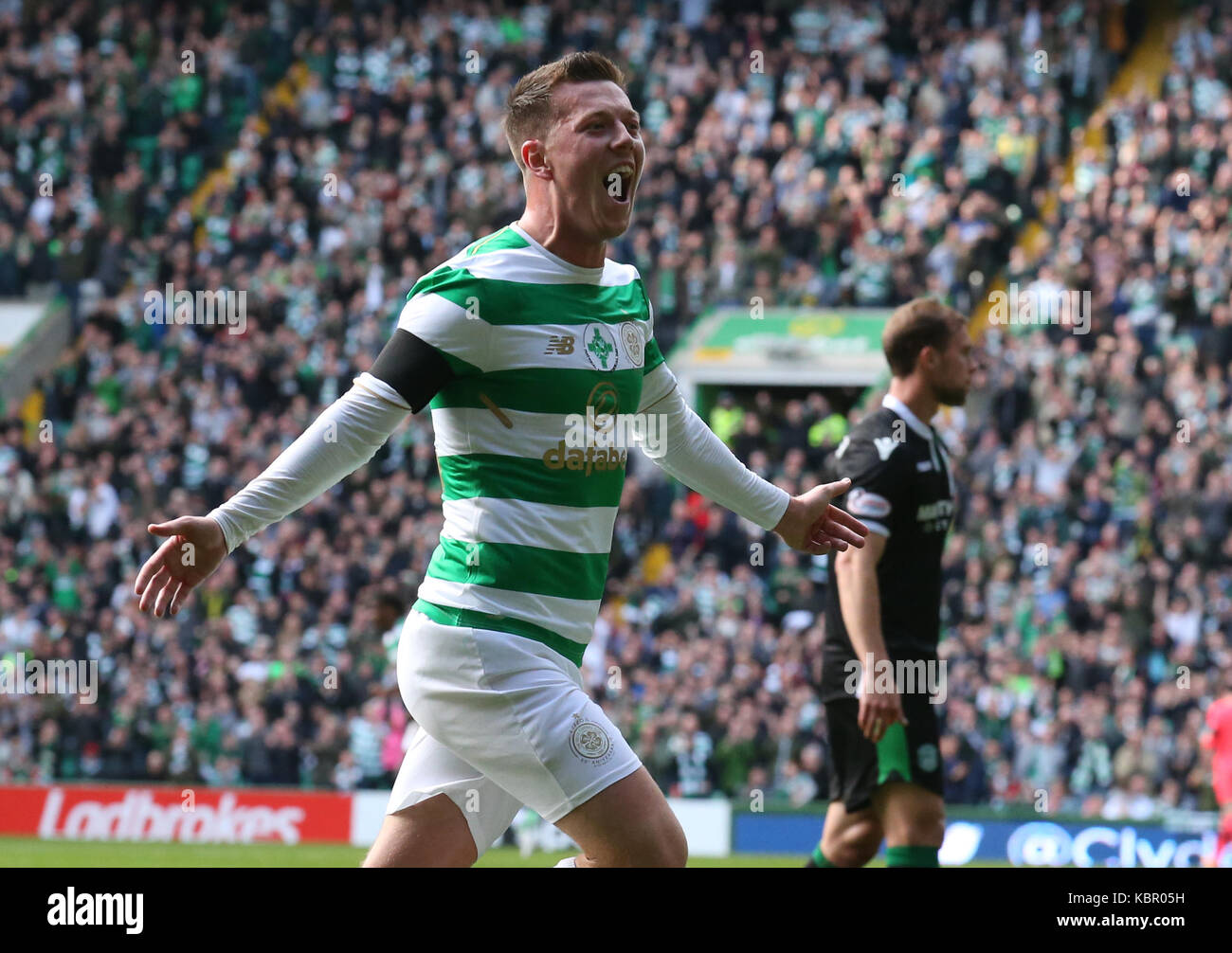 Celtic's Callum McGregor celebrates scoring his side's first goal of ...