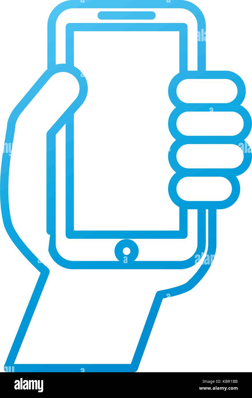 hand holding smartphone device digital Stock Vector Image & Art - Alamy