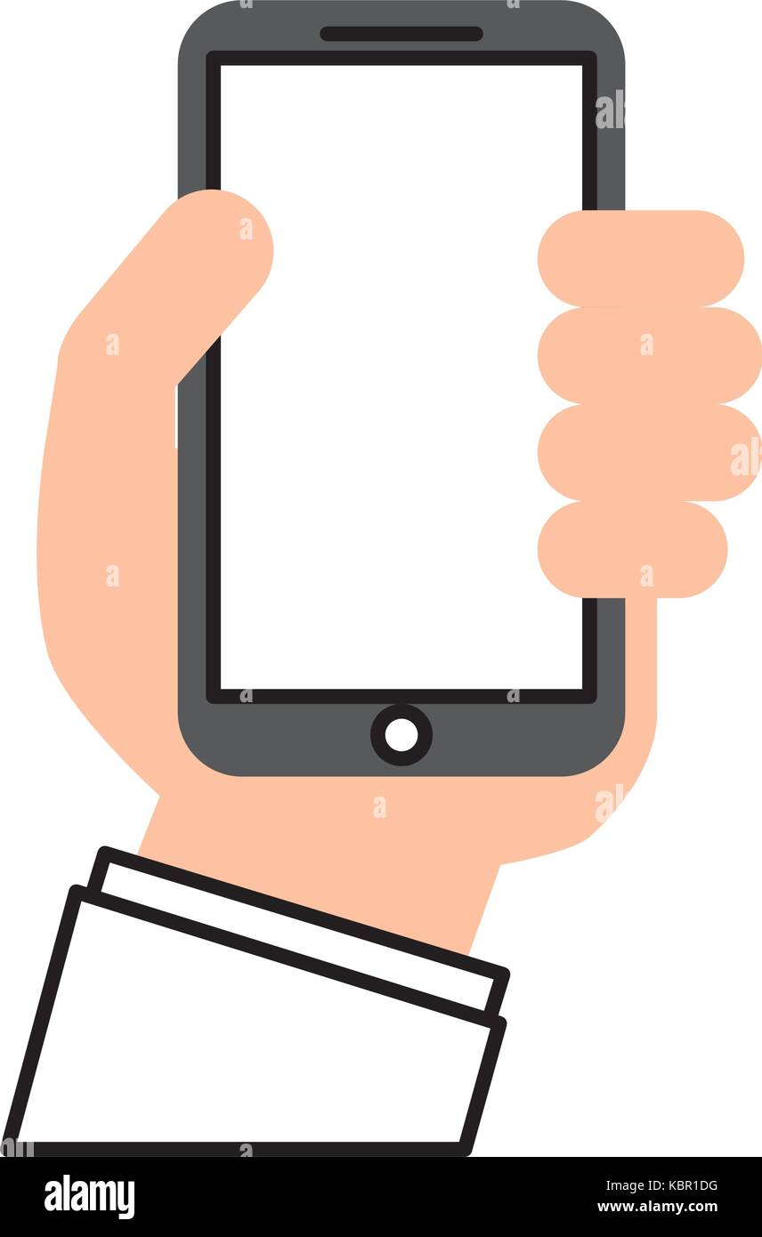 hand holding smartphone device digital Stock Vector Image & Art - Alamy