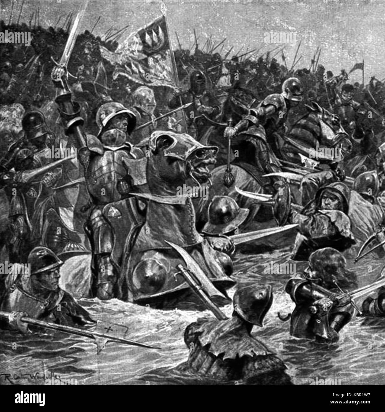 A cropped version of 'The Battle of Towton' painting by Richard Caton ...