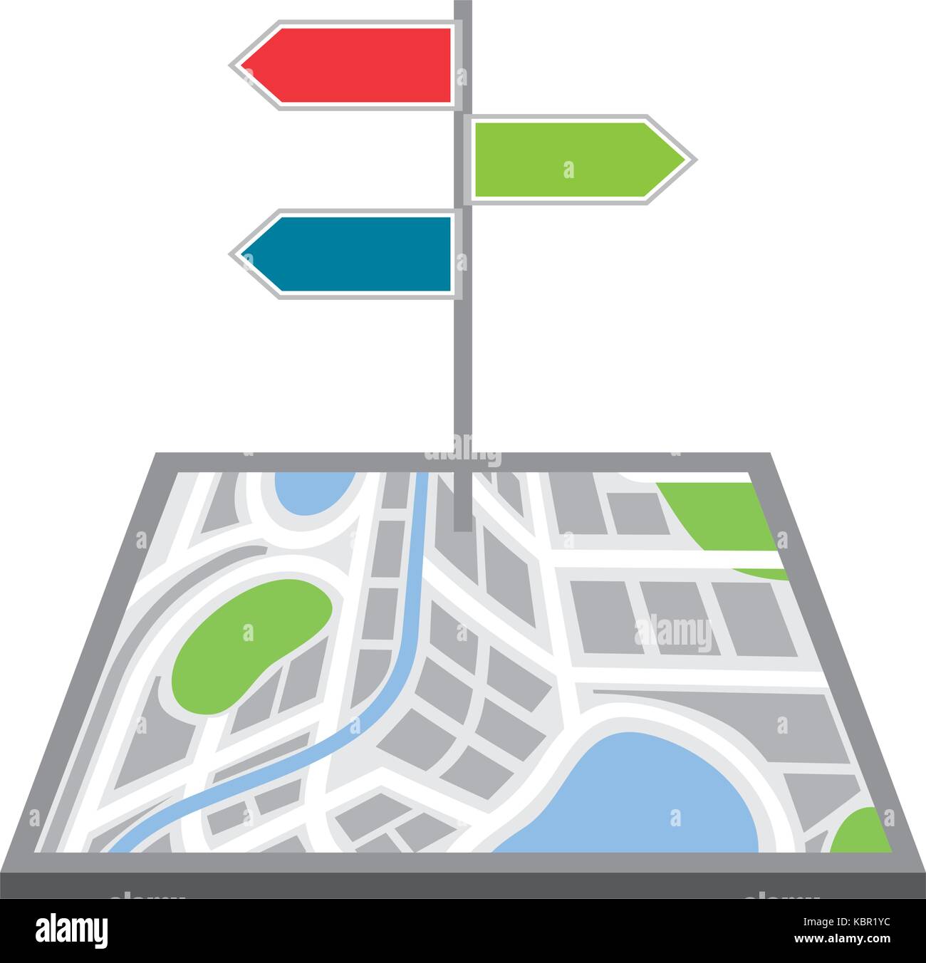 navigator map with signpost traffic direction destination Stock Vector ...