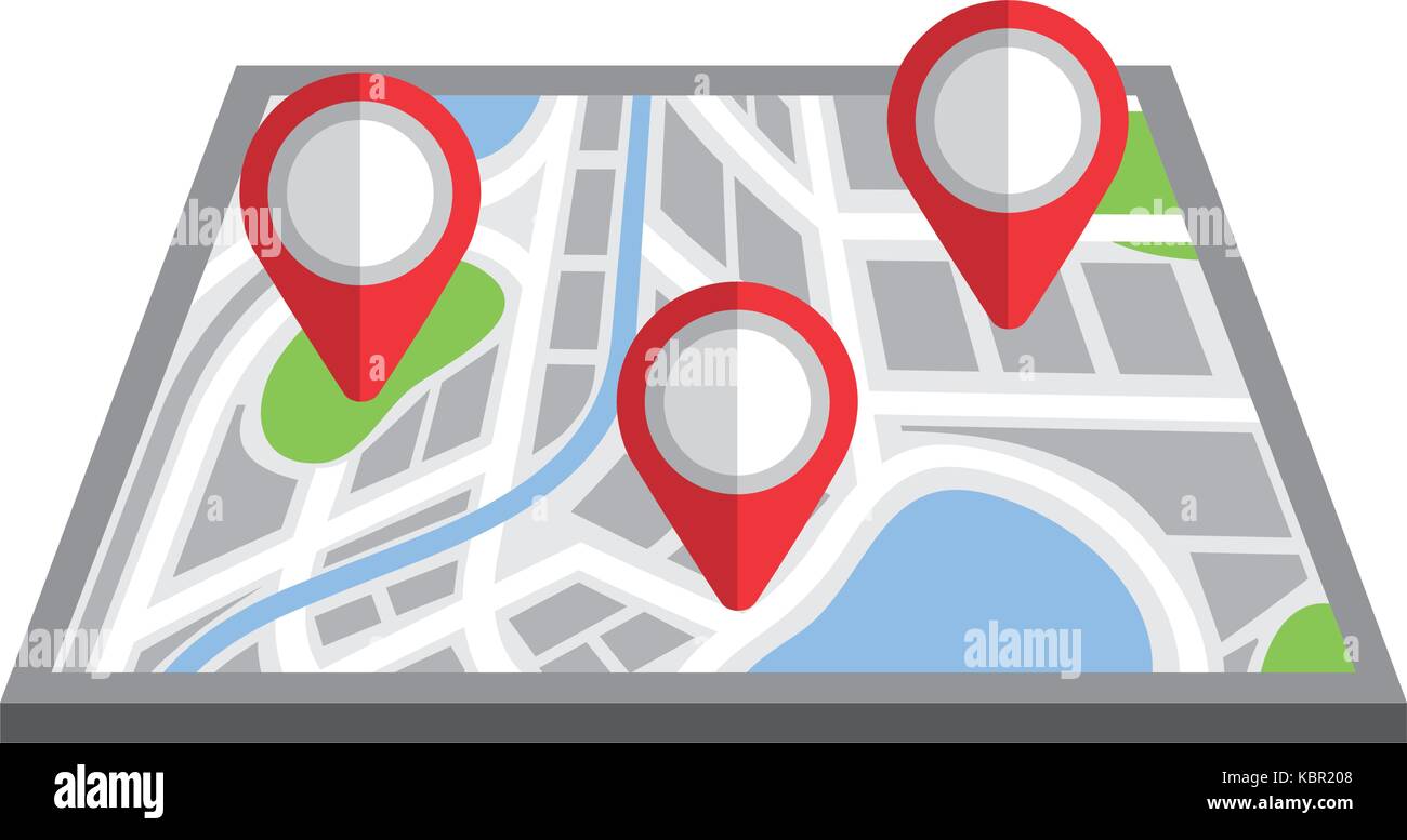 map navigation gps with pointer isolated on white background Stock ...