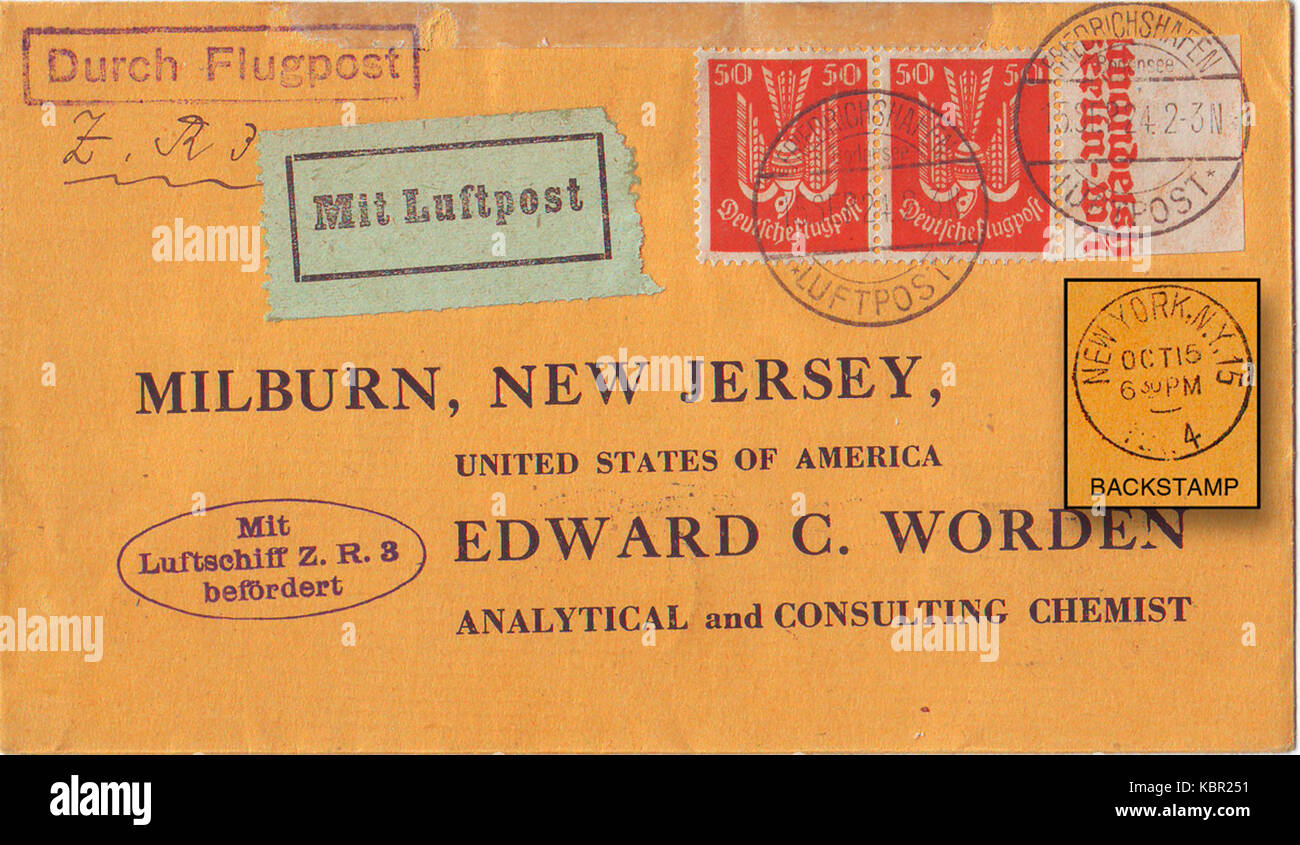 ZR 3 USS Lss Angeles Delivery Flight Cover 1924 Stock Photo - Alamy