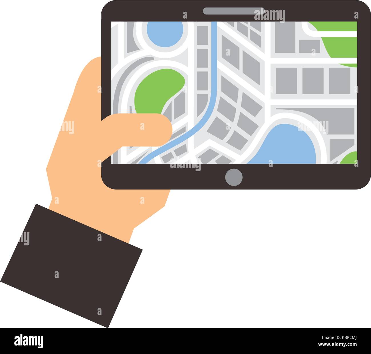 hand holding tablet with city map navigator Stock Vector Image & Art ...