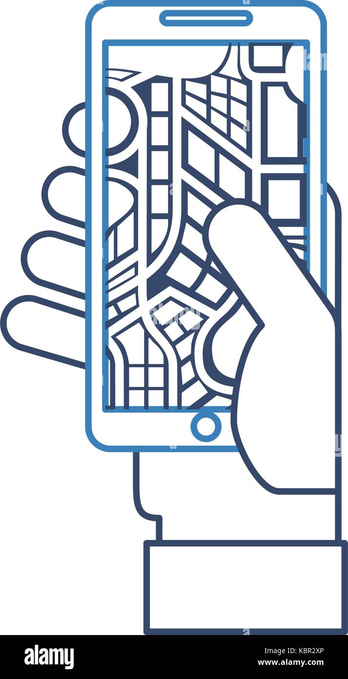 hand holding mobile phone with gps navigator screen Stock Vector Image ...