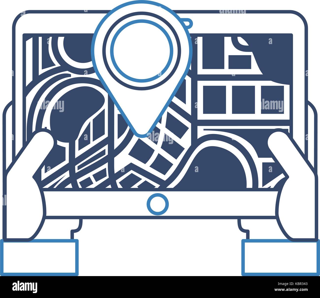 hand holding device with map navigation gps Stock Vector Image & Art ...