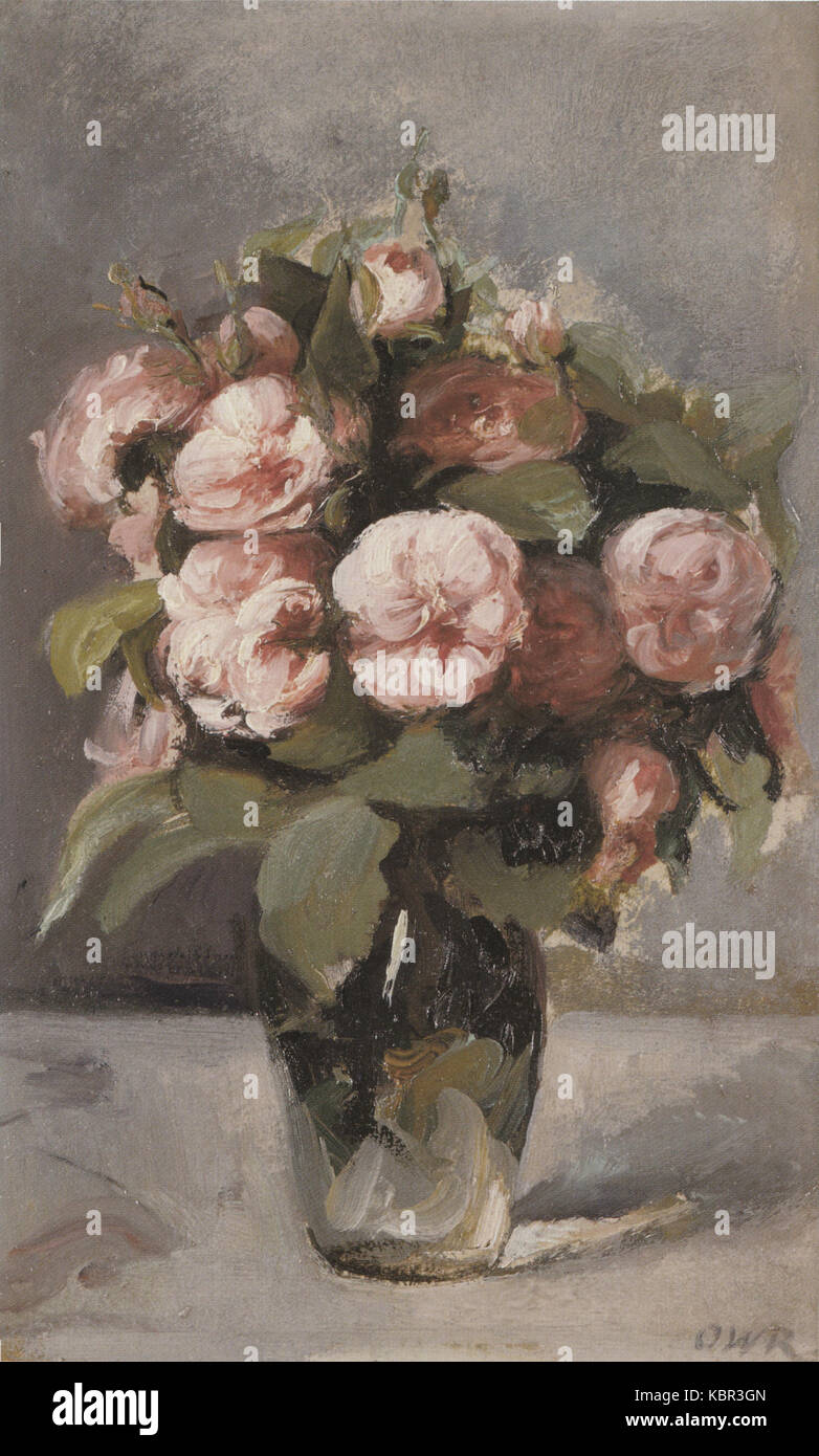 A 1909 painting titled 'Rosa Rosen in Vase' by Swiss artist Hermann ...