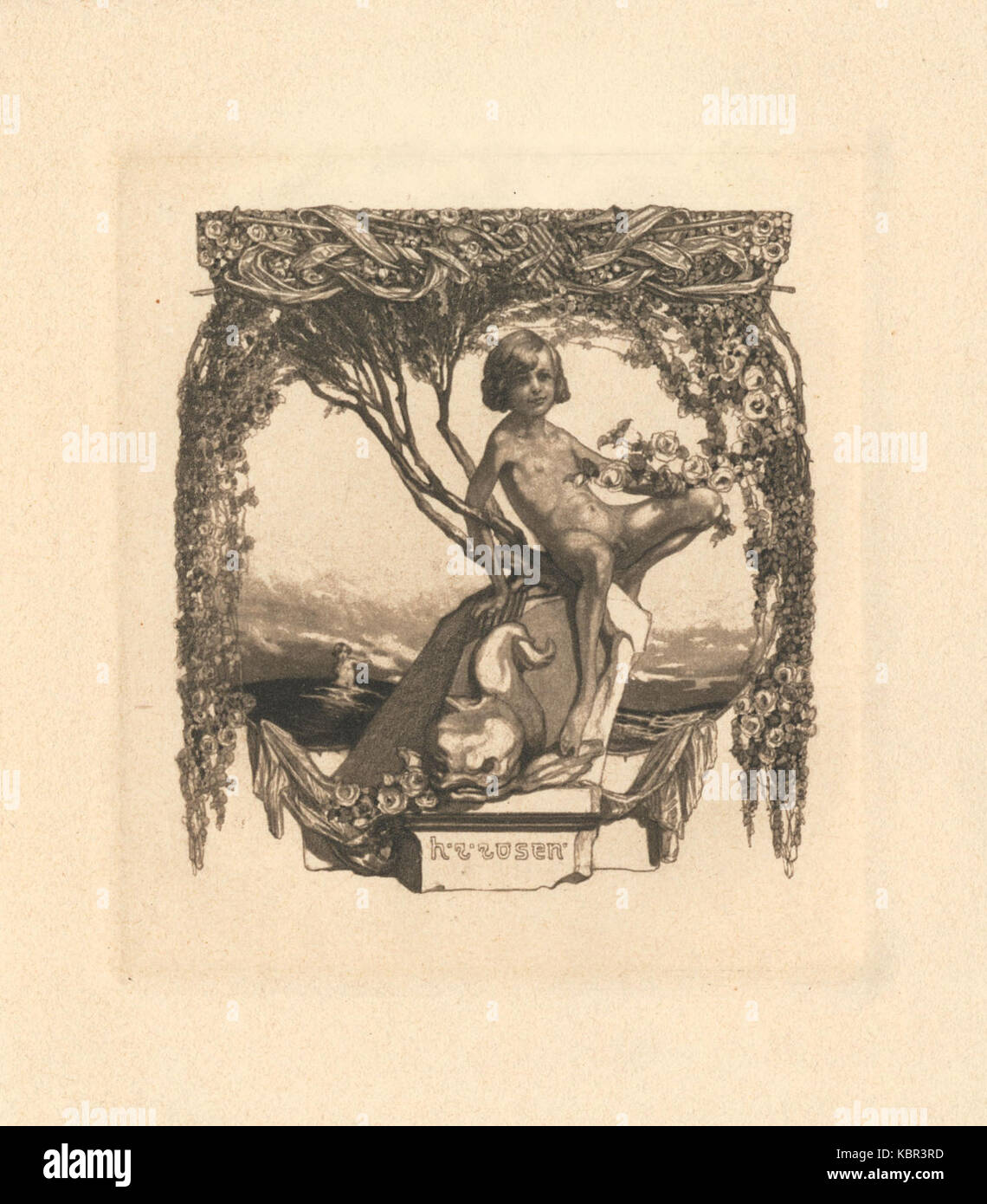 Franz von Bayros Ex libris H R Rosen 01 Stock Photo - Alamy