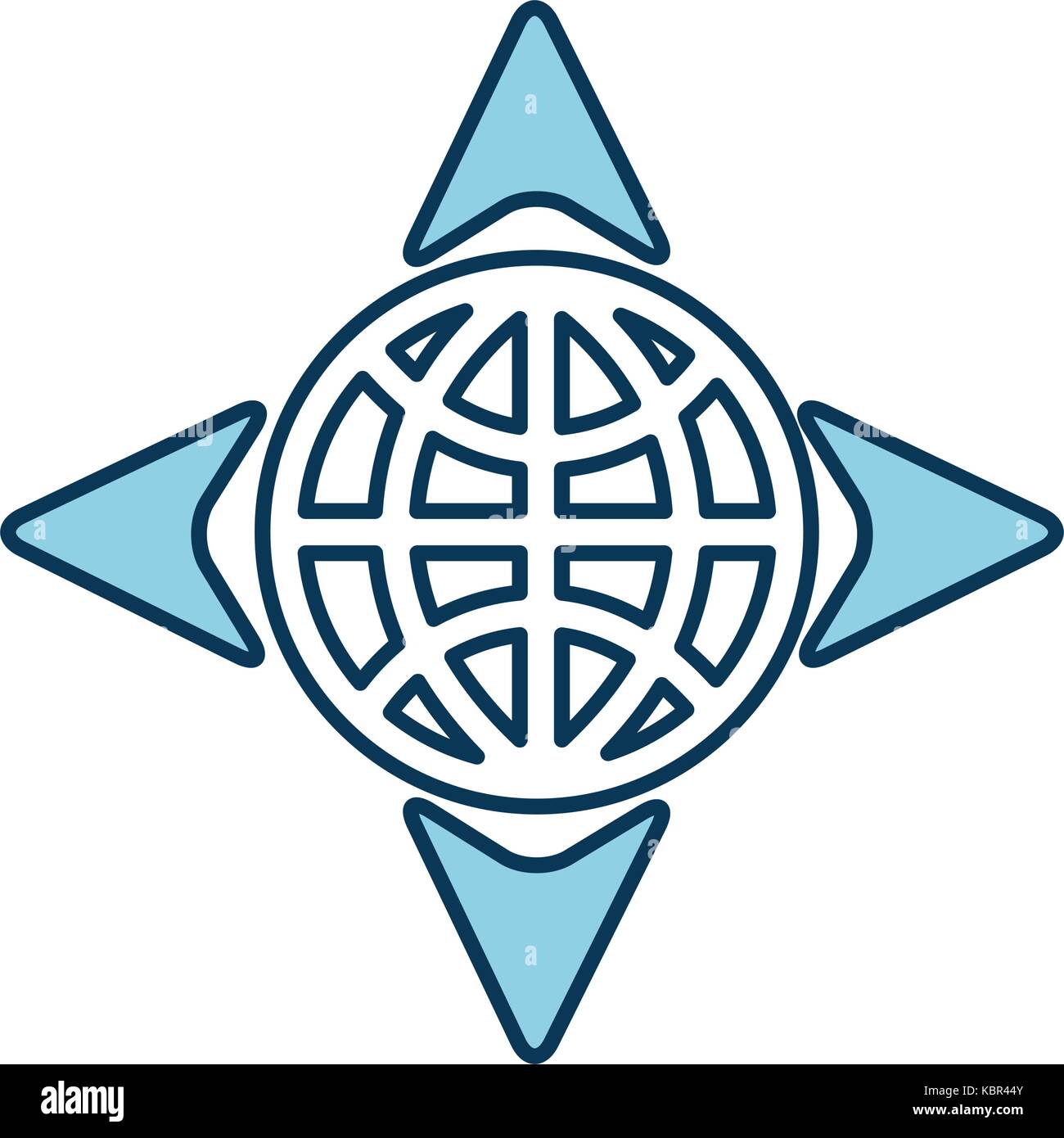 globe and four arrow navigation destination world Stock Vector Image ...